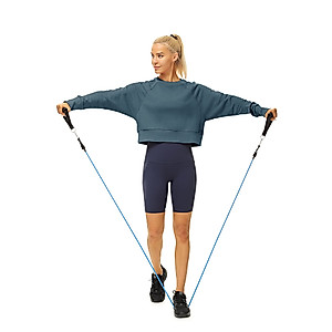 icyzone Cropped Crewneck Sweatshirt for Women, Casual Long Sleeve Pullover Tops for Spring Fall Winter (Medium, Dusty Blue)