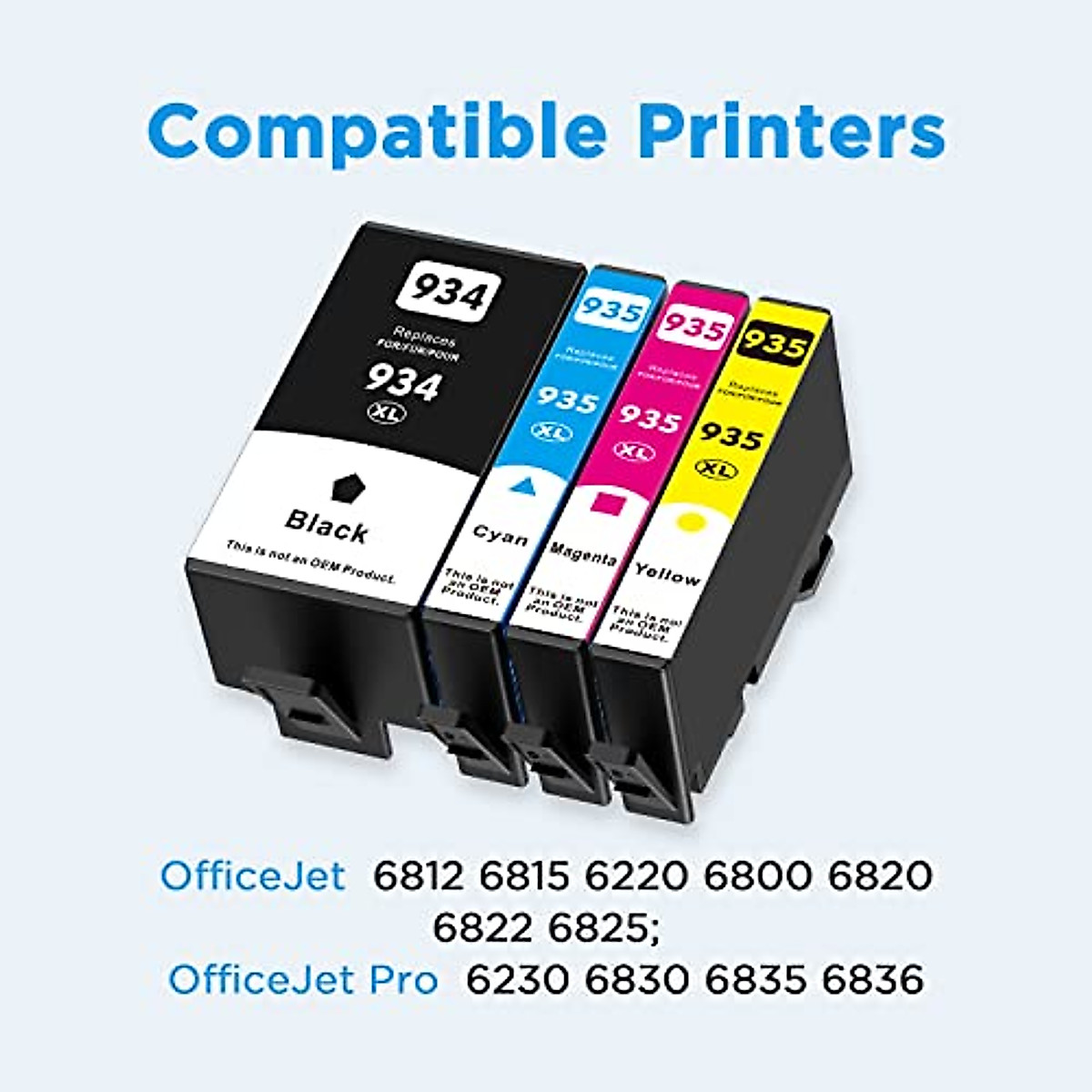 Yocare 934XL & 935XL Ink Cartridges Combo Pack for 934 935 XL Compatible with Officejet Pro 6230 6830 6835 6836 Printer (Black/ Cyan/ Magenta/ Yellow)-4 Pack…