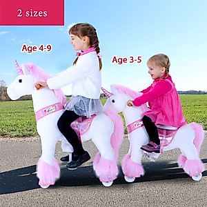 PonyCycle Model U-2021 Ride on White Horse Pink Unicorn Toy Plush Walking Animal Small Size for Age 3-5 Ux302