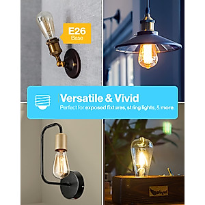 Sunco 10 Pack 60W Vintage LED Edison Bulbs Equivalent 8.5W CRI92 800 Lumens, Dimmable ST64 Filament 3000K Warm White E26 Medium Base Light Bulbs High Brightness Clear Glass Waterproof UL