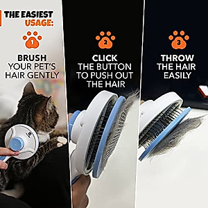 MY MUFFIN Self Cleaning Cat and Dog Grooming Brush for Mats and Tangled Hair, Soft Bent Needles for Pet Massage, Skin Friendly, Shedding Brush for sensitive Medium and Short Hair, Cepillo Para Gatos