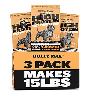 Bully Max Wet Puppy Food - Instant Fresh Dehydrated High Protein Soft Dog Food with Chicken - Healthy Growth for Small & Large Breed Puppies - 6 Dry Dog Food Pounds (Makes 16.5 lbs. of Wet Dog Food)