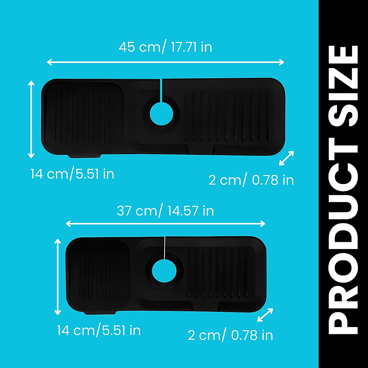 BULLMIND 7° Slope Kitchen Sink Splash Guard Behind Faucet | Sink Faucet Mat Splash Guard | Versatile Kitchen Faucet Splash Guard Accessory | Kitchen Splash Guard For Sink (17.7 x 5.5 inch, Black)