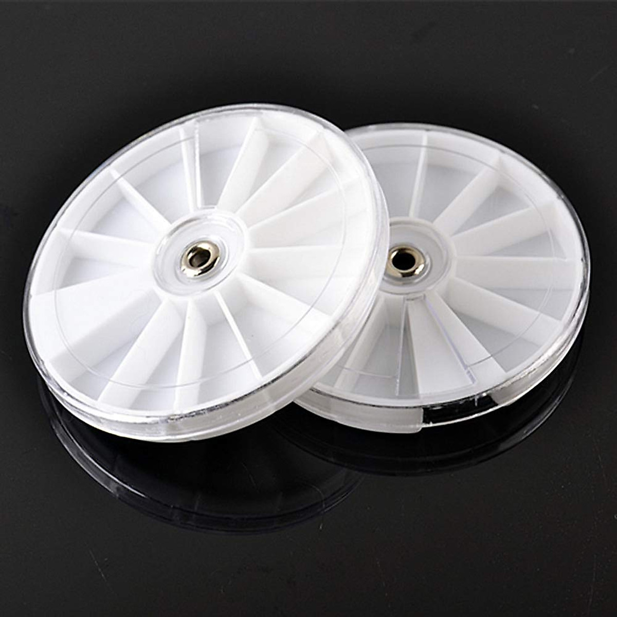 AKOAK Plastic Storage Box, 12 Compartment Bead Tissue Display Container, Rotating Jewelry, Cosmetics, Nail Art Storage Box, Pack of 1