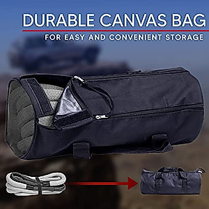 Terruva 1” x 30ft Kinetic Recovery Rope Kit - Recovery Rope - Kinetic Rope - Kinetic Tow Rope - Kinetic Rope Recovery - Perfect for ATV SUV UTV - Includes 2 Soft Shackles & Storage Bag