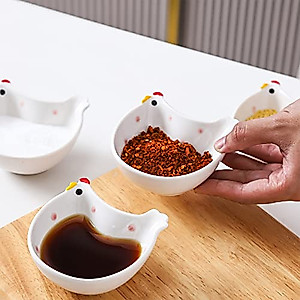 Yeexoxow Ceramic Soy Sauce Dishes, Cute Chicken Shaped, Small Dipping Bowls 3 oz, Mini Sauce Bowls Set of 4, Fun Chicken Gift for Chicken Lovers