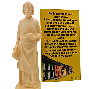 St Joseph Statue Home Selling Kit with Magnetic Holy Card for Refrigerator with Instruction Card Real Estate Patron Saint Pack