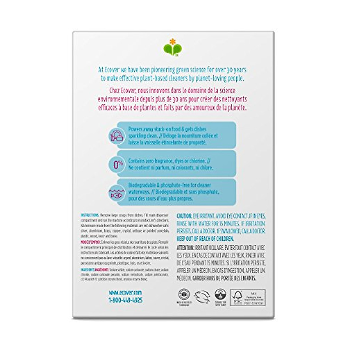 Ecover Zero Dishwasher Soap Powder, 48 Ounce (Pack 8)