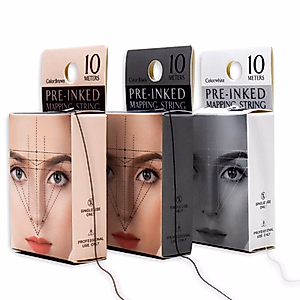 3 Packs Pre Inked String Microblading Premium Eyebrow Mapping Strings for Eyebrow Design (Black Color)