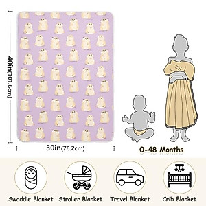 Nnamluu 30"X40" Baby Cotton Blanket Cute Hamster Nursery Blankets for Infants Receiving Blanket Swaddle Blanket Violet