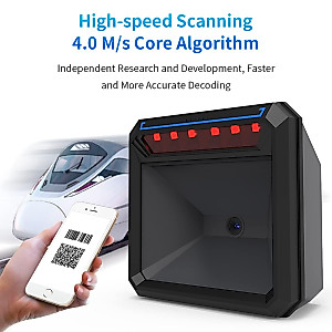 2D Desktop Barcode Scanner, QR Omnidirectional HandsFree Automatic Barcode Reader,USB Wired Bar Code Scanner for POS System Sensing, Store, Supermarket.