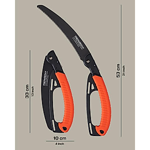 Portable Survival Folding Hand Saw - 11'' Steel Blade, Camping Saw, Heavy Duty & Lightweight w/Non-Slip Handle & Hand Guard - Compact Pocket-Sized Pruning Saw for Outdoor, Camp, Garden, Tree Pruning