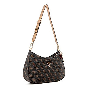 GUESS Noelle Top Zip Shoulder Bag, Brown Logo