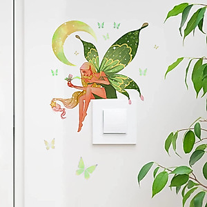 Glow in The Dark Fairy Butterfly Wall Stickers, Fairy Princess Wall Decal, Girls Kids Luminous Cartoon Decor for Room Bedroom Nursery Living Room Classroom, Kids Gift.