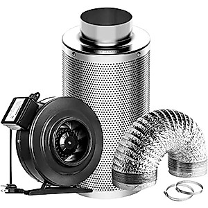 VIVOSUN Air Filtration Kit: 4 Inch 203 CFM Inline Fan, 4'' Carbon Filter and 8 Feet of Ducting Combo