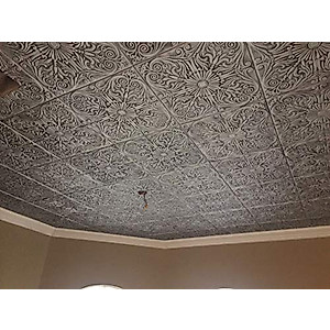 A La Maison Ceilings R139 Spanish Silver Foam Glue-up Ceiling Tile (256 sq. ft./Case), Pack of 96, Plain White