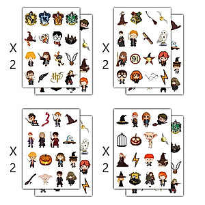 8 Sheets Harry Temporary Tattoos for Kids, Potter Birthday Party Decorations Party Favors for Kids Party Supplies