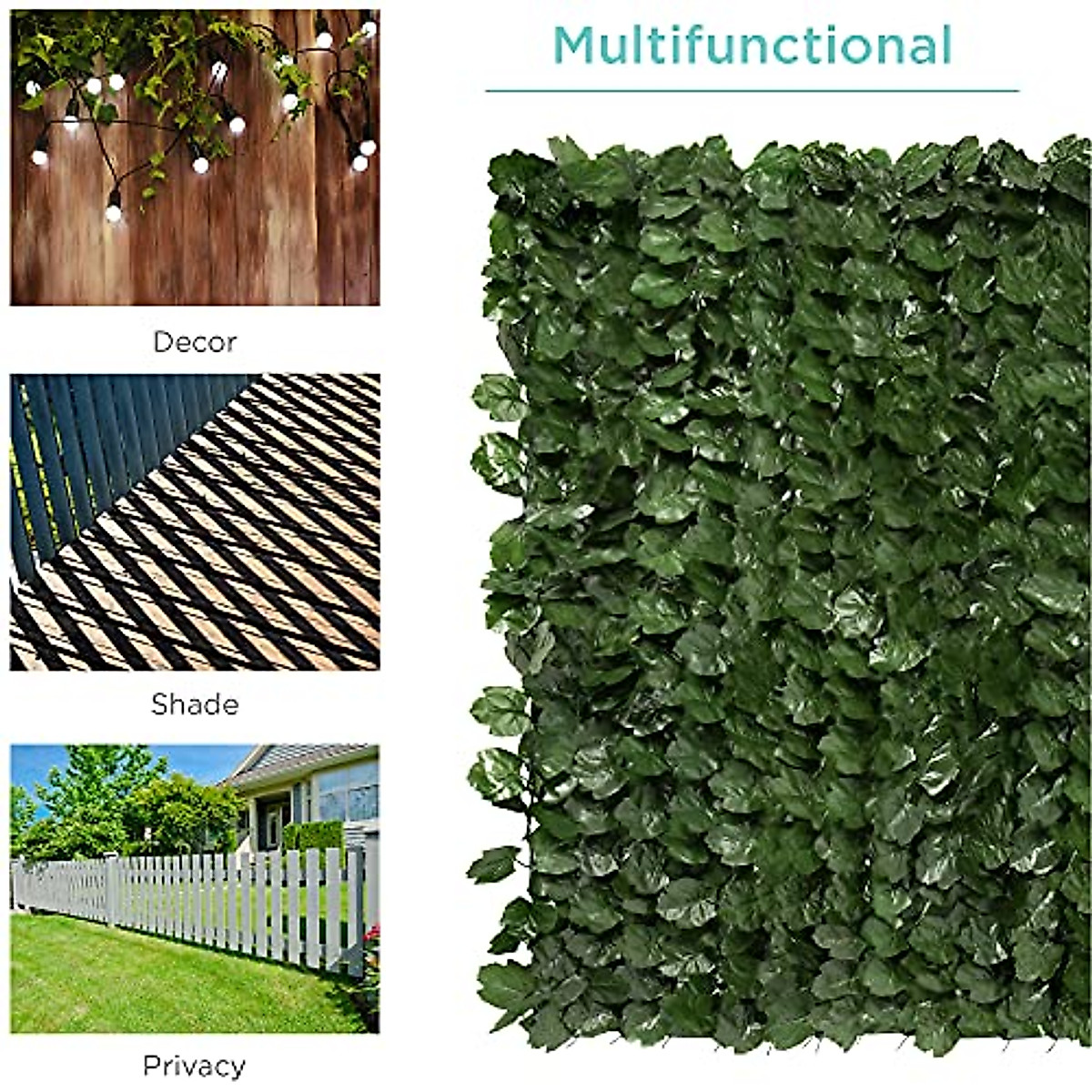 Best Choice Products Outdoor Garden 94x59-inch Artificial Faux Ivy Hedge Leaf and Vine Privacy Fence Wall Screen - Green
