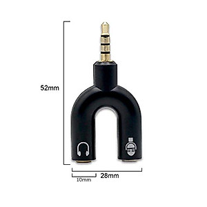 Reheyre U Shape Microphone Splitter, for Smartphone Player, Stereo Audio Headphone Splitter 1 in 2 Ctia Standard Adapter, for 3.5mm Jack Devices Blue