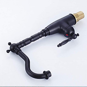 Bathtub Faucet Antique Black Kitchen Taps Single Lever Sink Mixer Tap 360 Degree Swivel Spout Water Faucet in Brass
