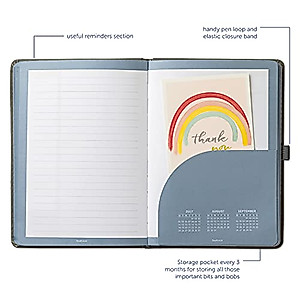 Busy B Busy Life Diary January to December 2022 - A5 Grey Faux Leather Week to View Planner with Dual Schedules, Pen Holder and Pockets