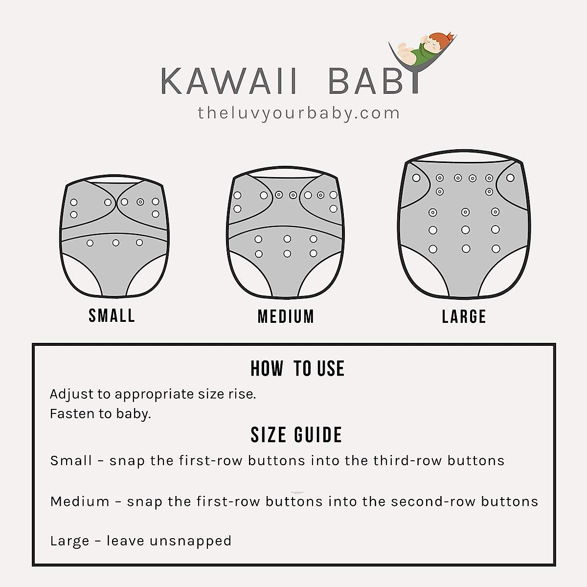 12 KaWaii Baby One Size HD3 Cloth Diapers + 24 One Size Stay-Dry Super Absorbent Inserts 8-36 pounds Unisex - Best Daycare Cloth Diaper