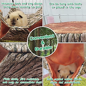 EAEDMY Guinea Pig Rat Ferret Tree Hole Bed and Hammock Tunnel, Ferret Hanging Bunk Bed Hammock, Parrot Bird Tree Hole, Small Animals Hideout and Soft Bed (3.Tree Hole Bed)