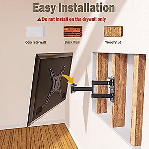 Mounting Dream TV Wall Mount for Most 26-55 Inch TVs, Full Motion TV Mount with Perfect Center Design on Single Stud Articulating Mount Max VESA 400x400mm up to 77 LBS, Wall Mount TV Bracket MD2413-MX