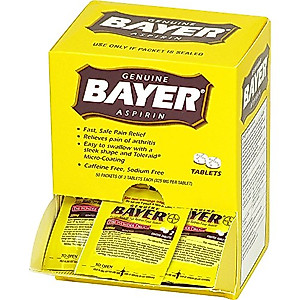 YeegfeyA Acme United 12408 Bayer Aspirin Packets 2 Tablets Per Pack 50/BX