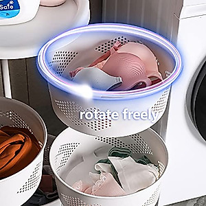 Kitchen Rotating Storage Rack 4 Tier Kitchen Fruit Vegetable Storage Basket Floor-Standing, Carbon Steel Multi-Layer Organizer, Movable Household Storage Shelf for Living Room and Toilet