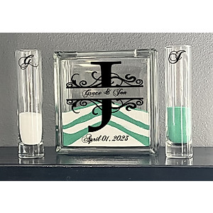 Glass Unity Set for Weddings, Personalized Monogram Wedding Sand Ceremony, Unity Candle Alternative