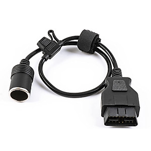 OBD2 to Cigarette Lighter Female Connecter Vechile Car Constant Power Cable 16AWG Safely with 15A Fuse