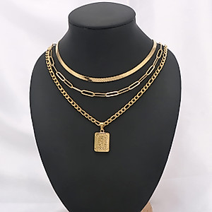 JoycuFF Gold Necklace for Women, Layered Trendy Jewelry for Teen Girls Aesthetic Birthday Gifts for Best Friends Initial Necklace Letter A Pendent 18K Gold Plated