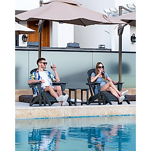 Serique Folding Adirondack Chair, Patio Chair Wood Texture, Outdoor Chair Weather Resistant, Lawn Chair with Cup Holder, Fire Pit Chair for Deck, Outdoor, Porch, Backyard, Garden (Teak)