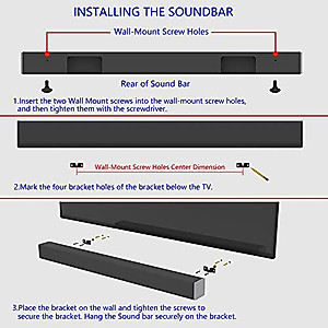 Vdsvksd Sound Bar Mounting Bracket,SoundBar Wall Mount Brackets for Vizio Soundbar Mounted Under or Above TV,Fits Most of Sound Bars,Soundbars Mounts Brackets with Hardware Kit