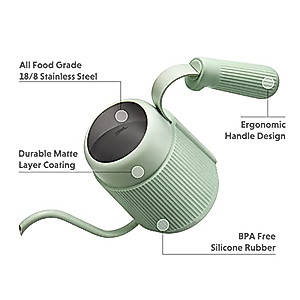 BUYDEEM CD2006B Portable Pour Over Gooseneck Coffee Kettle and Maker, Durable Pro 18/8 Pro Stainless Steel with Silicone Protection for Better Coffee Brewing, 330ml (Cozy Greenish)