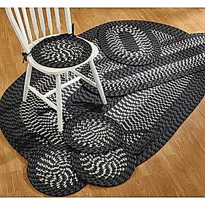 Better Trends Alpine Braid Collection Offers Value is Durable & Stain Resistant Reversible Indoor Area Utility Rug 100% Polypropylene in Vibrant Colors, 7 Piece Set, Black/Gray Stripe