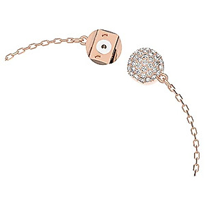 Swarovski Dazzling Swan Collection Women's Bracelet, Pink and White Crystals with Rose-Gold Tone Plated Chain, Magnetic Closure
