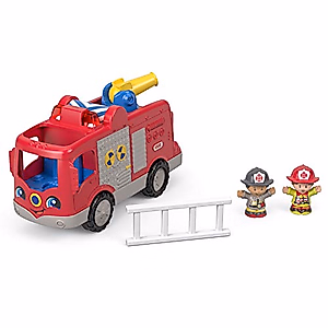 Fisher-Price Little People Musical Toddler Toy Helping Others Fire Truck With Lights Sounds & 2 Figures For Ages 1+ Years