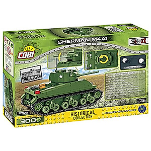 COBI Historical Collection M4A1 Sherman Tank, Green, for 7+ years,300 pcs