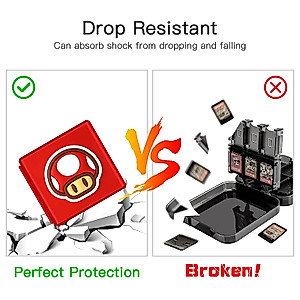 UFOPETIE Game Card Case Storage Box for Switch Game Cards Mario Games Up to 12 Games,for Nintendo Switch Game Card Case Cube for Nintendo Switch Game Storage Box Mario Mushroom