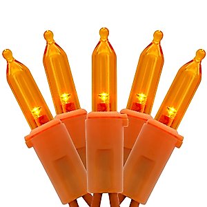YULETIME Orange LED Christmas Lights, 66 Feet, 200 Count, UL Certified, Commercial Grade, Indoor/Outdoor Use