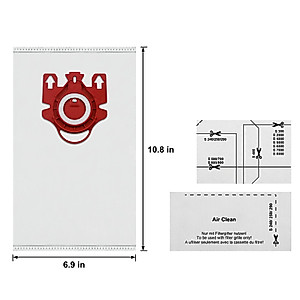 12 Pack FJM Vacuum Bags Compatible with Miele FJM Bags AirClean 3D Efficiency Vacuum Cleaner, Include 4 Pair Pre-Motor and Post-Motor Filters