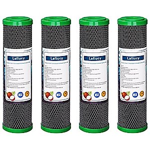 Lafiucy 5 Micron 10"x2.5" Coconut Shell Activated Carbon Water Filter, CTO,4 Pack,Compatible with Home Under-Sink & Countertop Filtration System