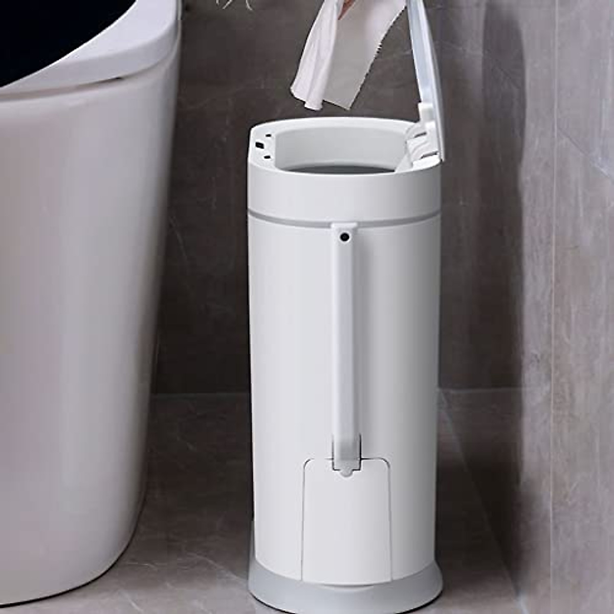 N/A 8L Smart Trash Can Household Induction Waterproof Toilet Cover Toilet Brush Integrated Paper Baske Trash Bin ( Color : OneColor , Size : 30*32*15cm )