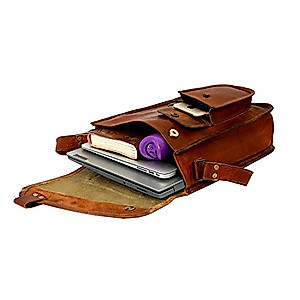 13" leather satchel tablet bag laptop case office briefcase messenger gift for men computer distressed shoulder bag