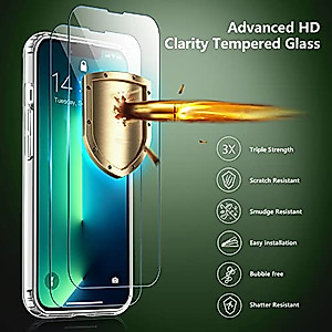 SPIDERCASE [3 in 1 Designed for iPhone 13 Pro Max Case, [Crystal Clear Not Yellowing][with 2 Pcs Tempered Glass Screen Protectors & 2 Pcs Camera Lens Protectors] Slim Thin Case (Silver)
