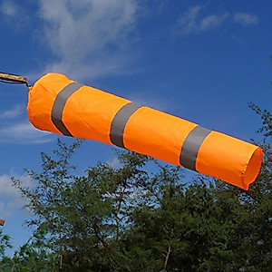 CrocSee Airport Windsock Outdoor Hanging Heavy Duty Orange Rip-Stop Wind Sock Windsocks with Reflective Belts Length(30")