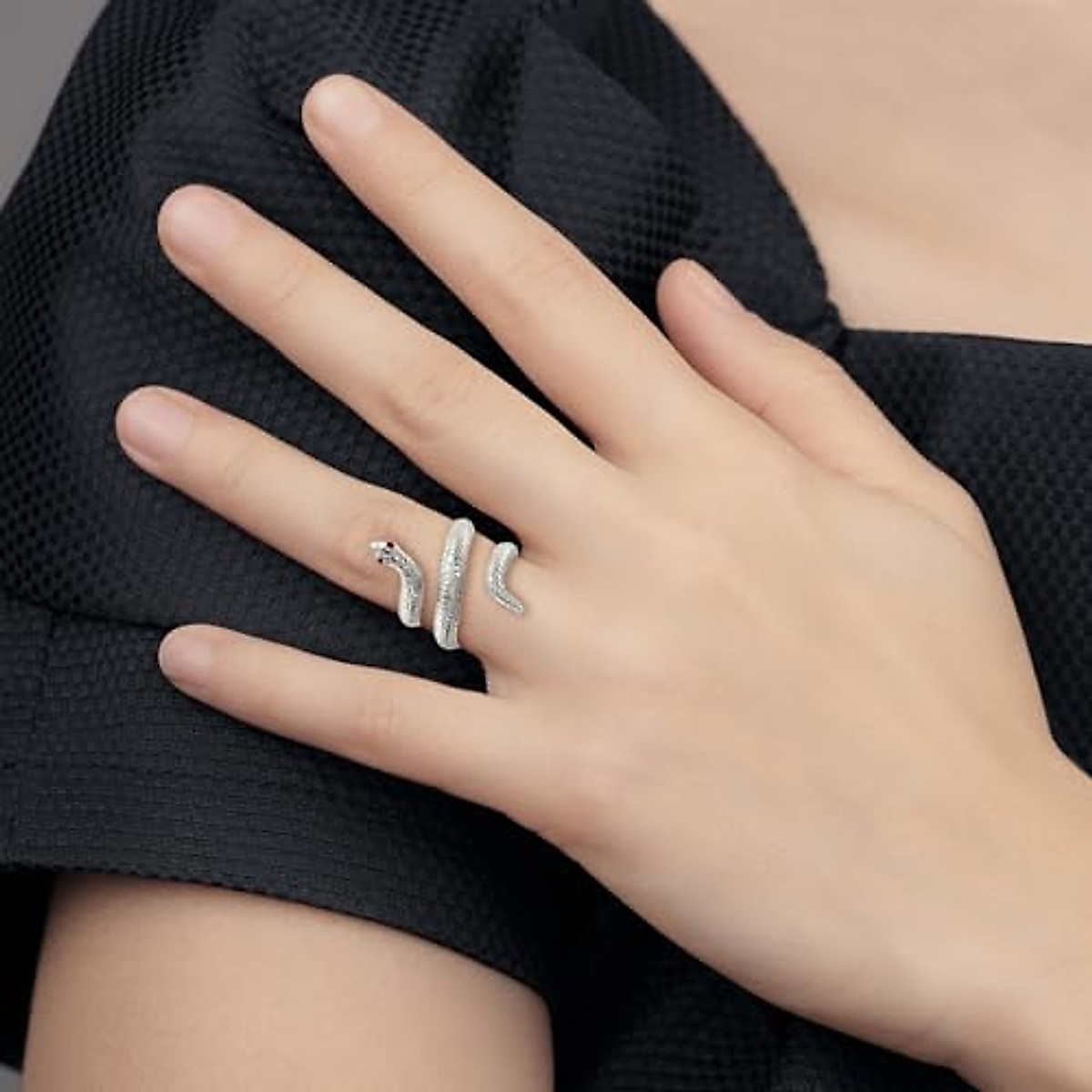 925 Sterling Silver Crystal Snake Ring Size 7 Jewelry for Women