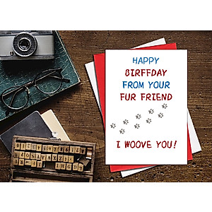 Ikassong Funny Birthday Card from Dog 5.3 x 7.6 with 2 Envelopes for Men Women Dog Lover Owner Bday Naughty